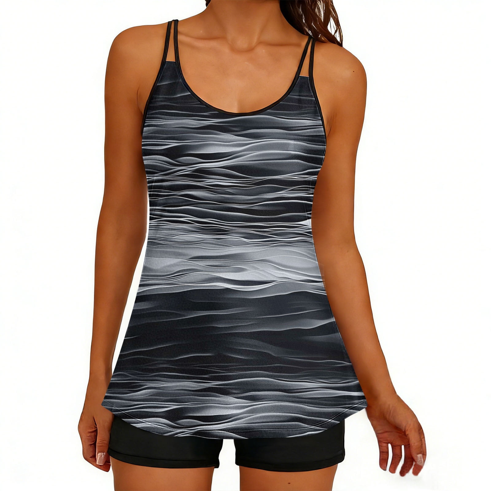 Byworldtasic 2026 Womens Two Piece Tankini Swimsuit Tummy Control Plus ...