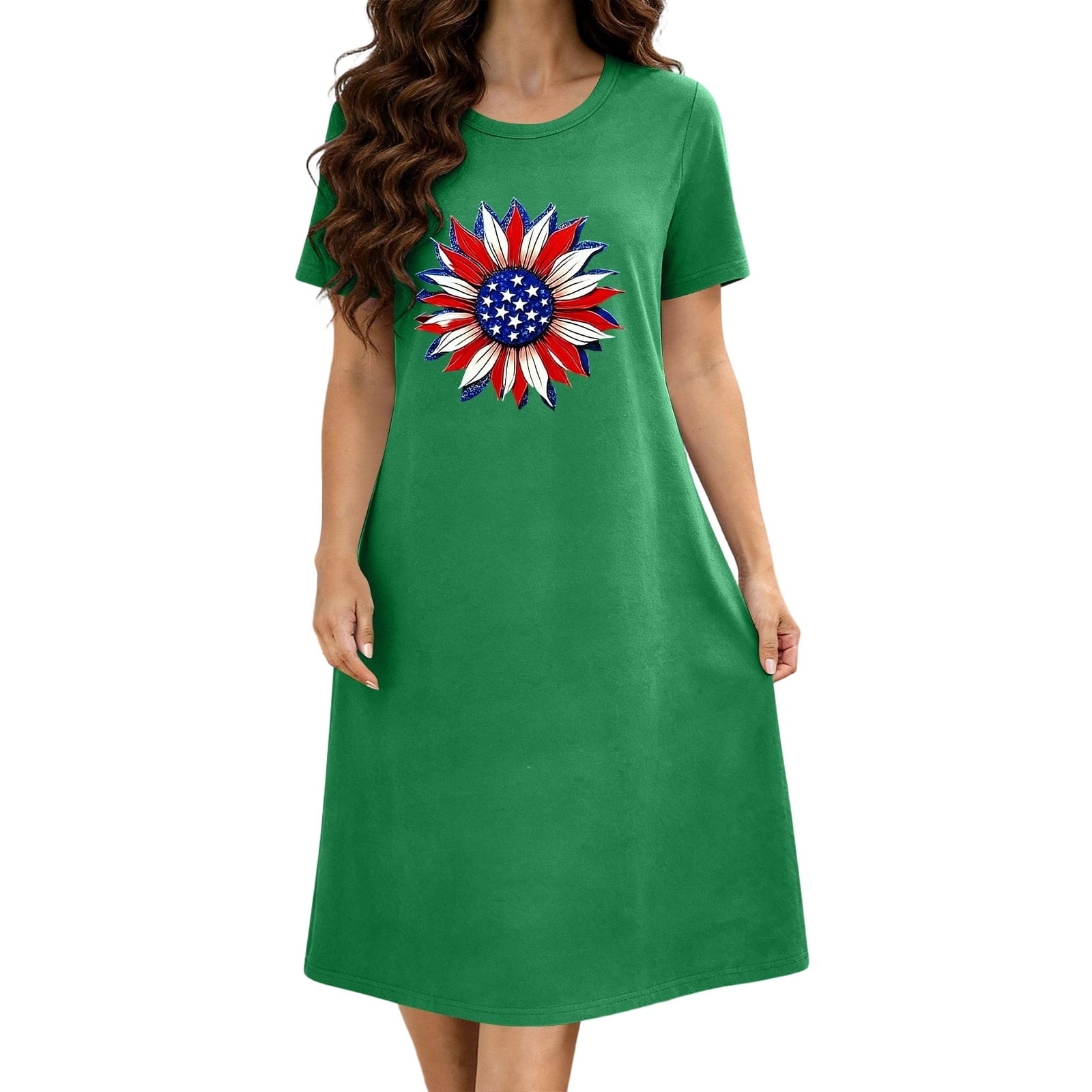 Byworldtasic 4th of July Oversized Nightgown for Women American Flag ...