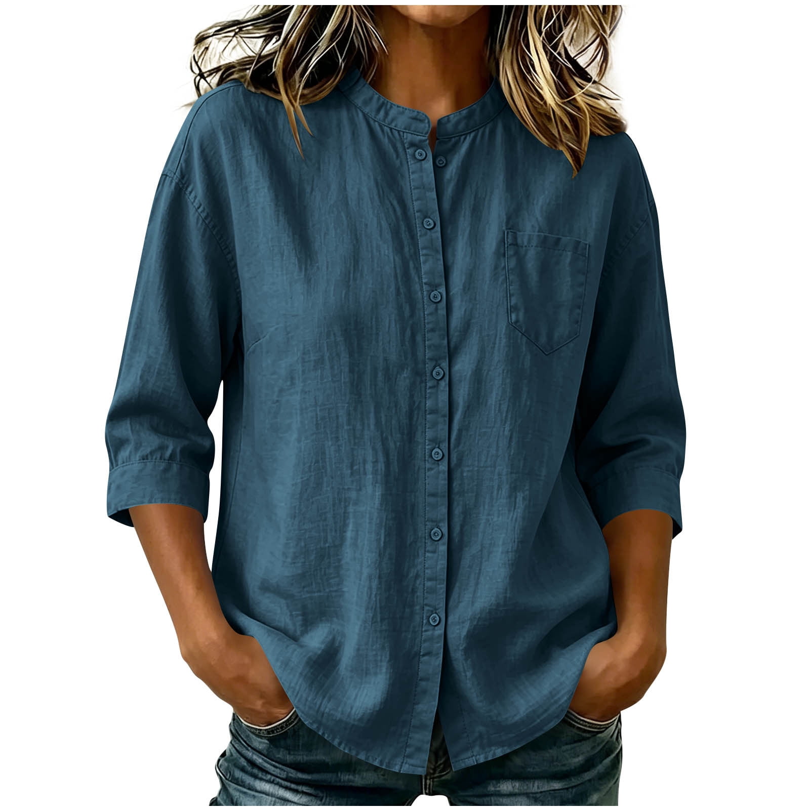 Byworldtasic Button Down Shirts for Women Cotton Dress Shirts Collared ...