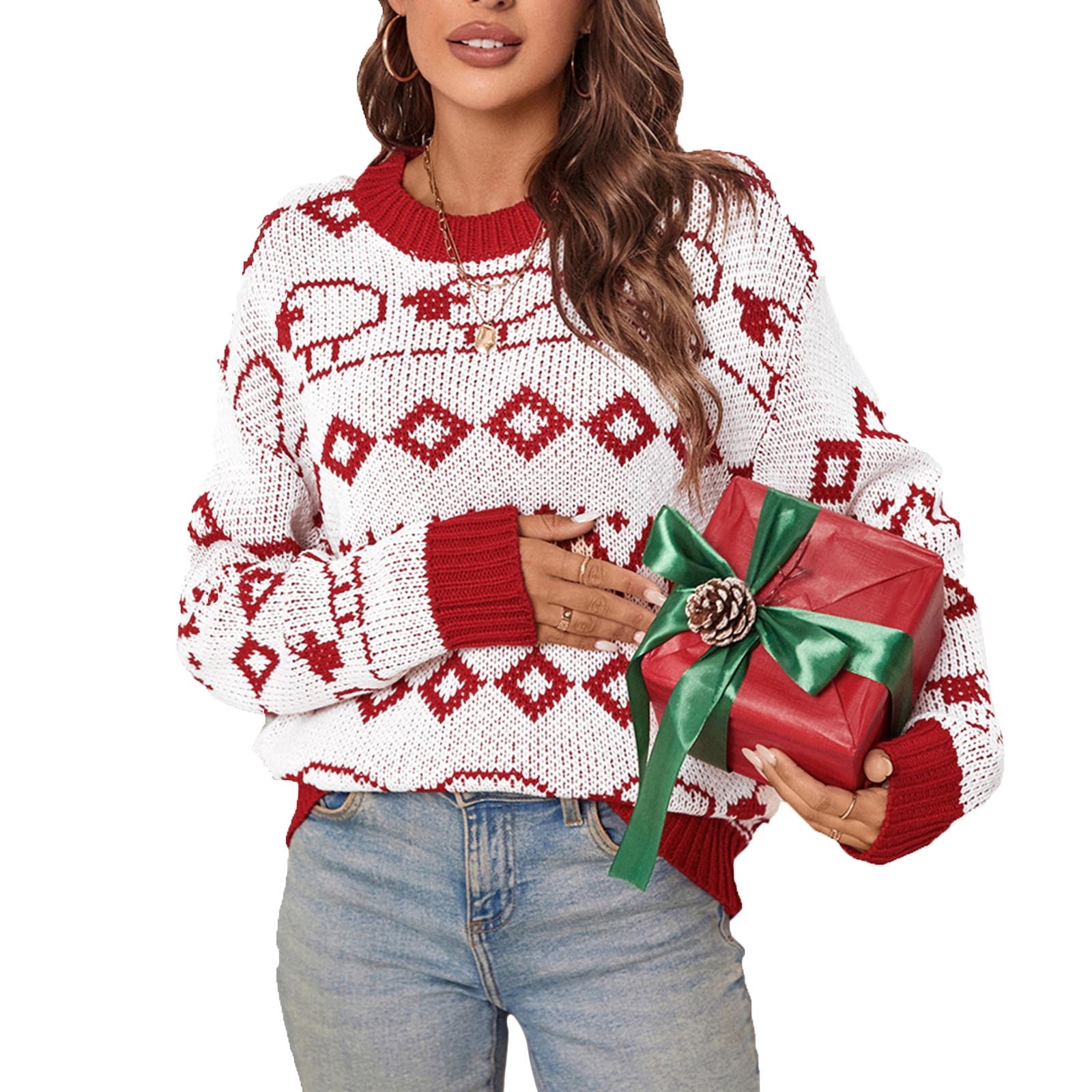 Byworldtasic Christmas Sweaters for Women Cute Fuzzy Funny Wintertime ...