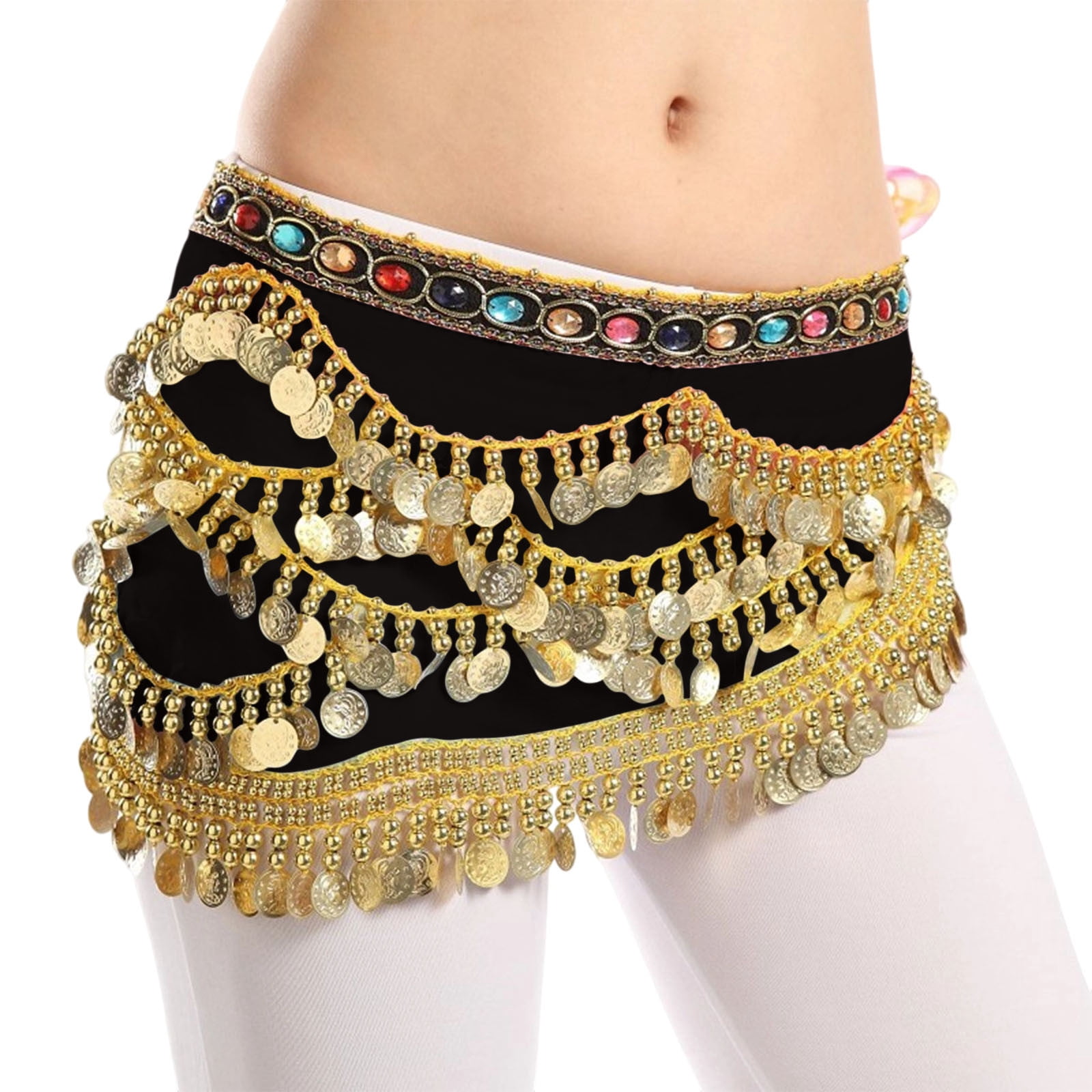 Byworldtasic Coin Skirt for Women Hip Scarf Belly Dancer Dancing Waist ...