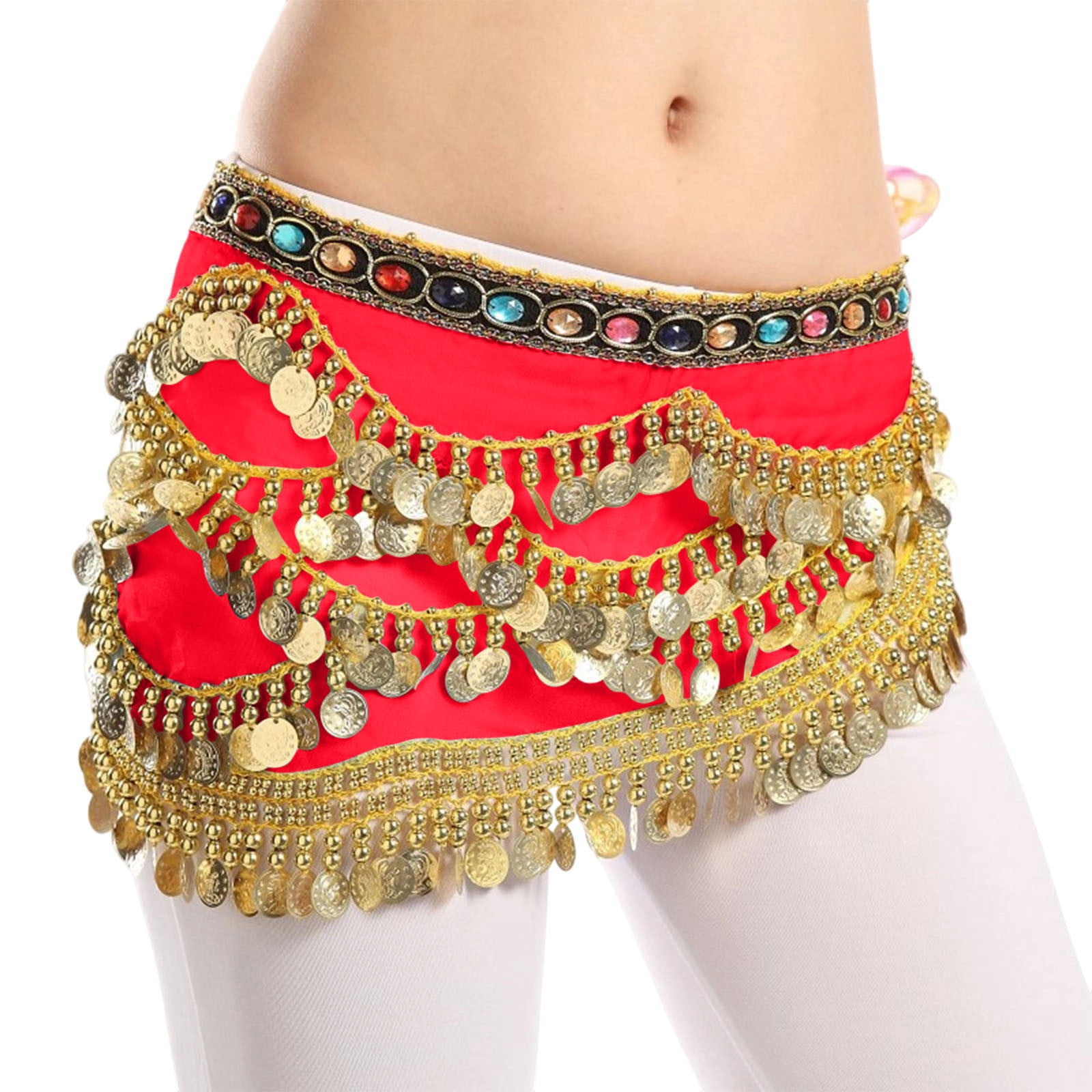 Byworldtasic Coin Skirt for Women Hip Scarf Belly Dancer Dancing Waist ...