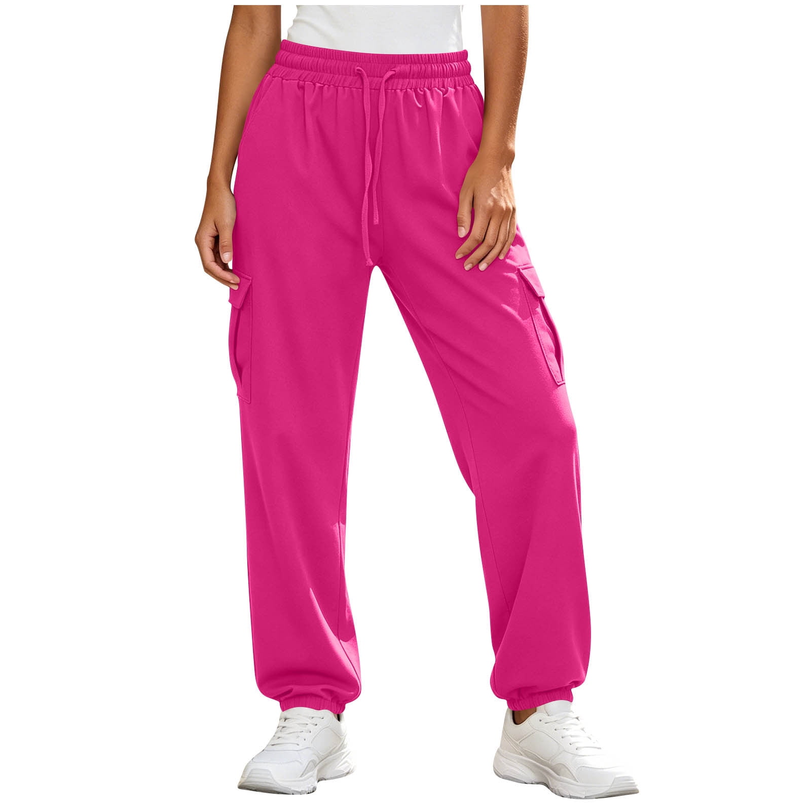 Byworldtasic Jogger Pants for Women Elastic Waist Drawstring Cargo ...