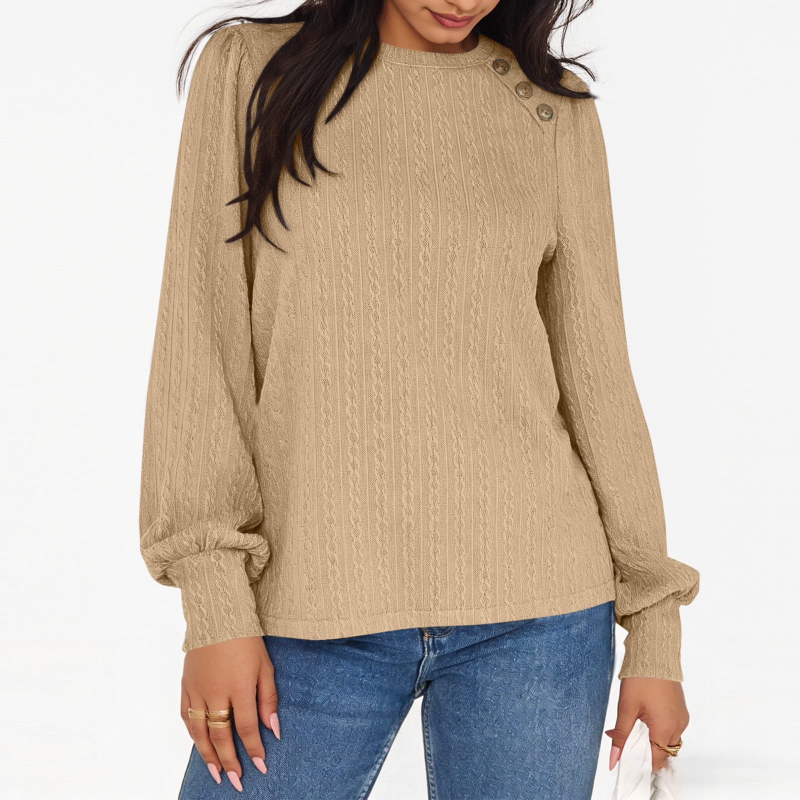 Byworldtasic Long Sleeve Shirts For Women No Boundaries Trendy Textured ...