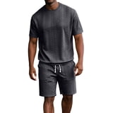 Byworldtasic Men's 2 Piece Set Summer Outfits Casual Texture Short ...