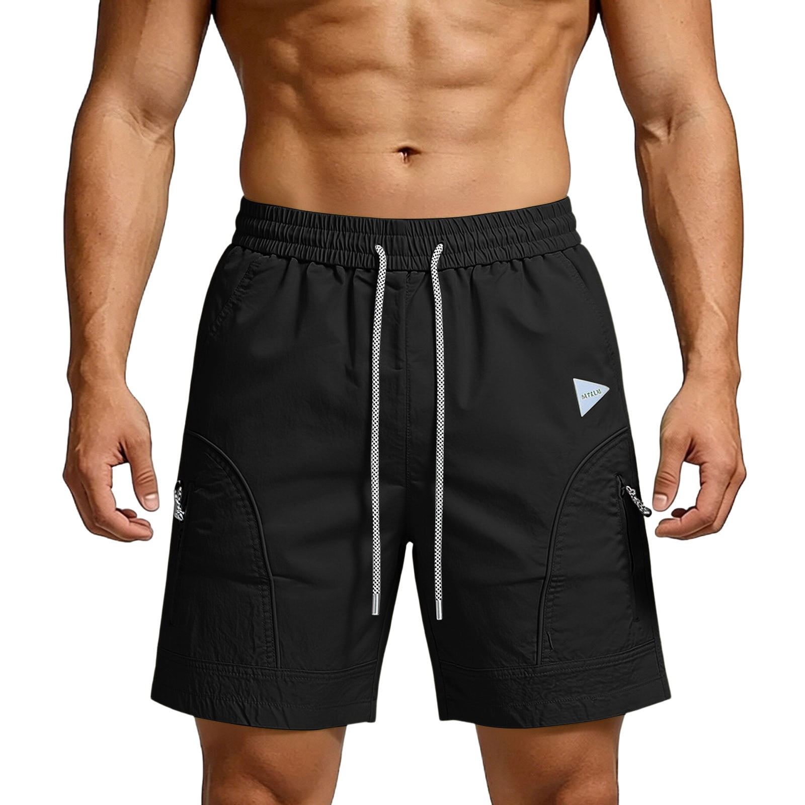 Byworldtasic Men's Quick Dry Casual Shorts with Zipper Pockets, Elastic ...