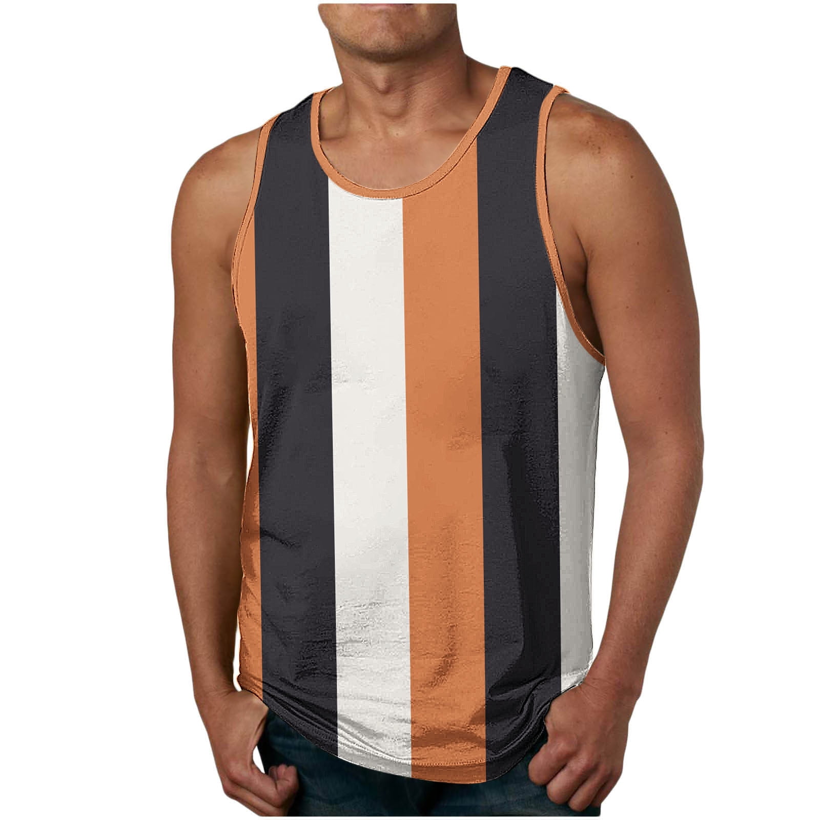 Byworldtasic Men's Sleeveless Tank Mens Stripes Workout Tank Tops ...