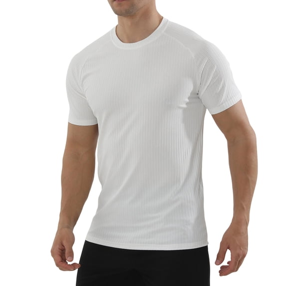 Byworldtasic Mens T Shirt Solid Muscle Gym T-Shirts Short Sleeve Casual ...