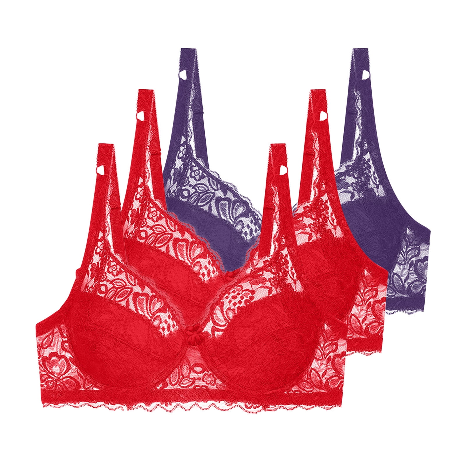 Byworldtasic No Boundaries 3PC Women's Steel Ring Lace Large Size Bra ...