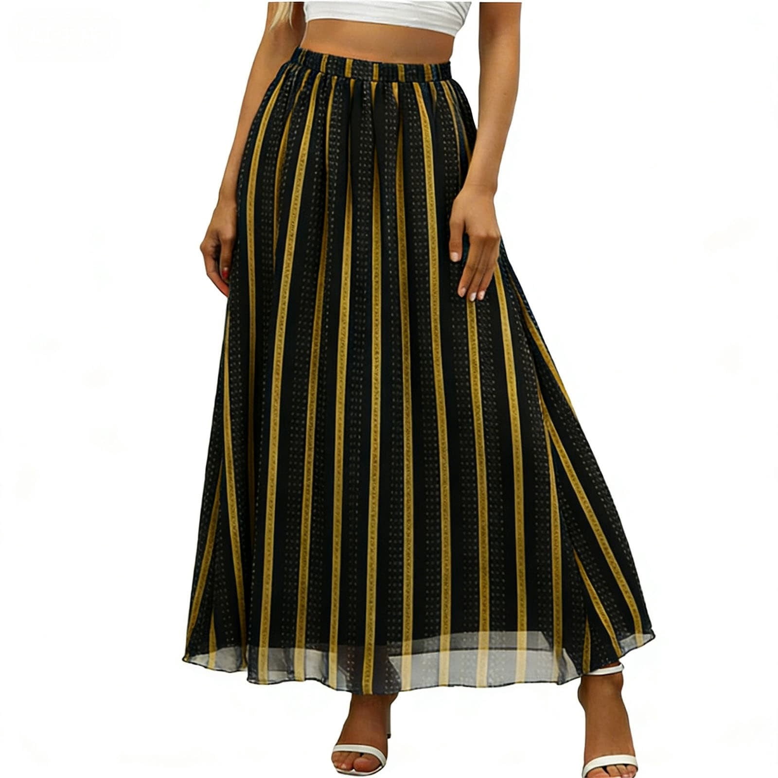 Byworldtasic No Boundaries Women's Flowy Maxi Skirt A-Line High Waisted ...