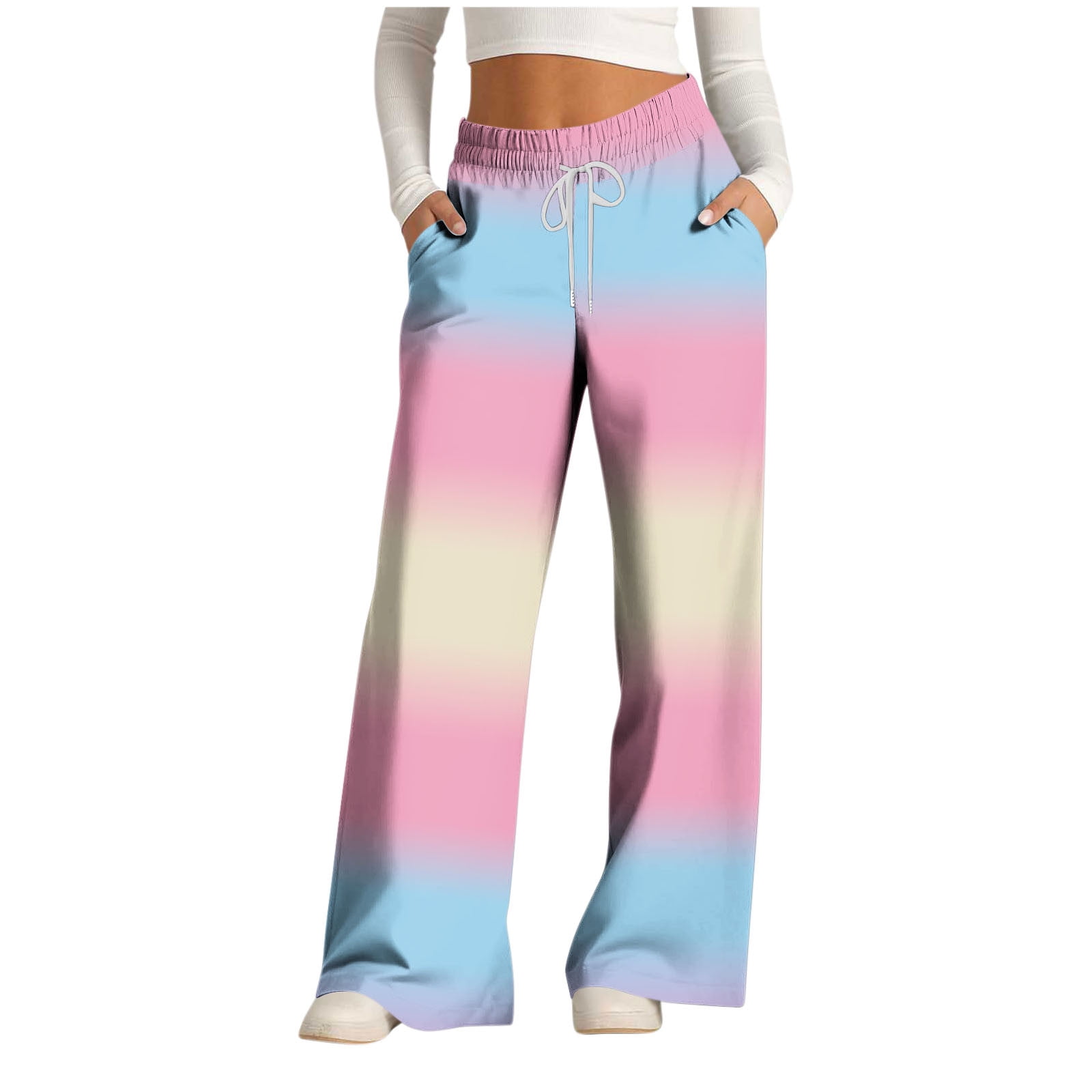 Byworldtasic No Boundaries Women's Sweatpants Flowy Wide Leg Drawstring ...