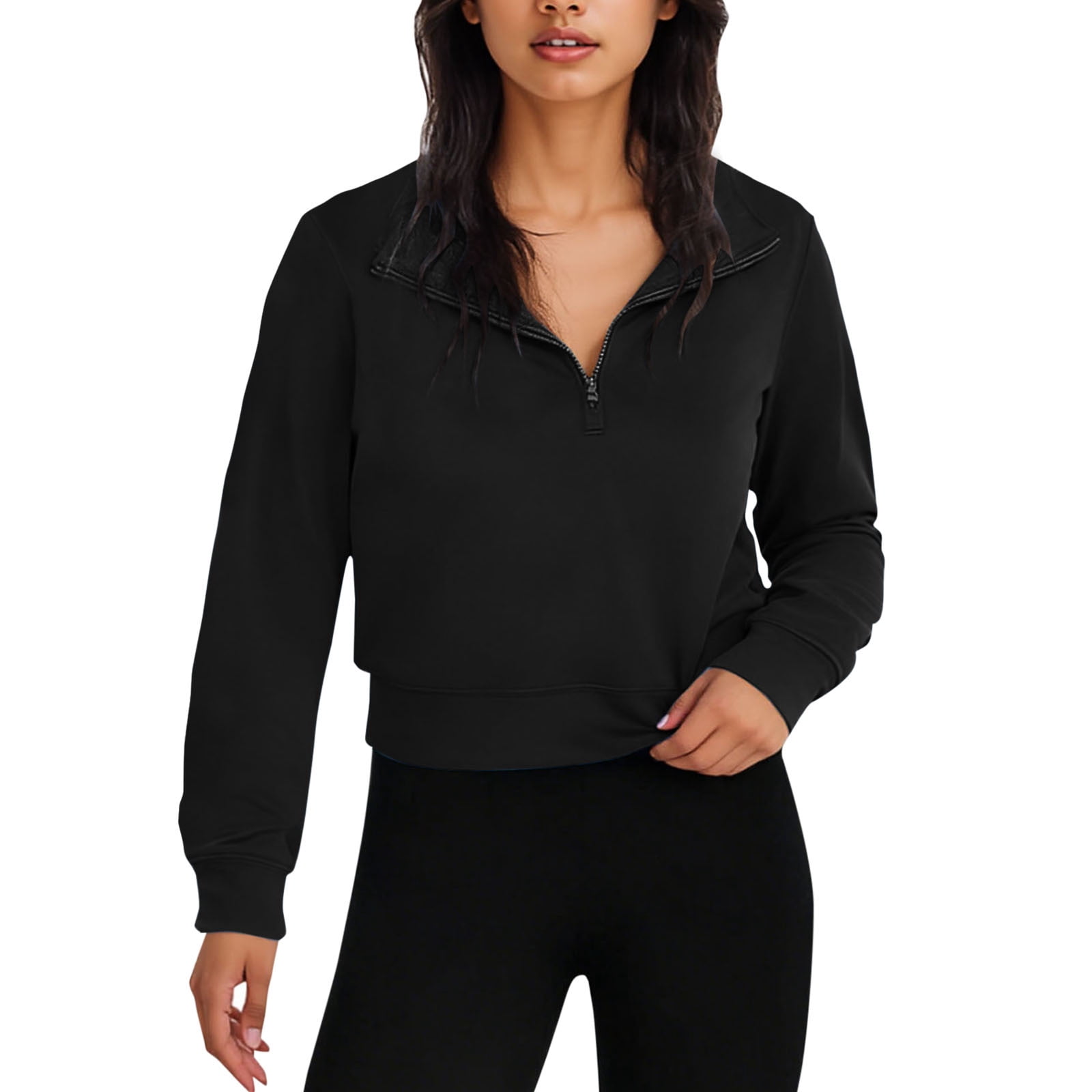 ByworldtasicNo Boundaries Womens Half Zip Up Cropped Lapel Sweatshirt ...