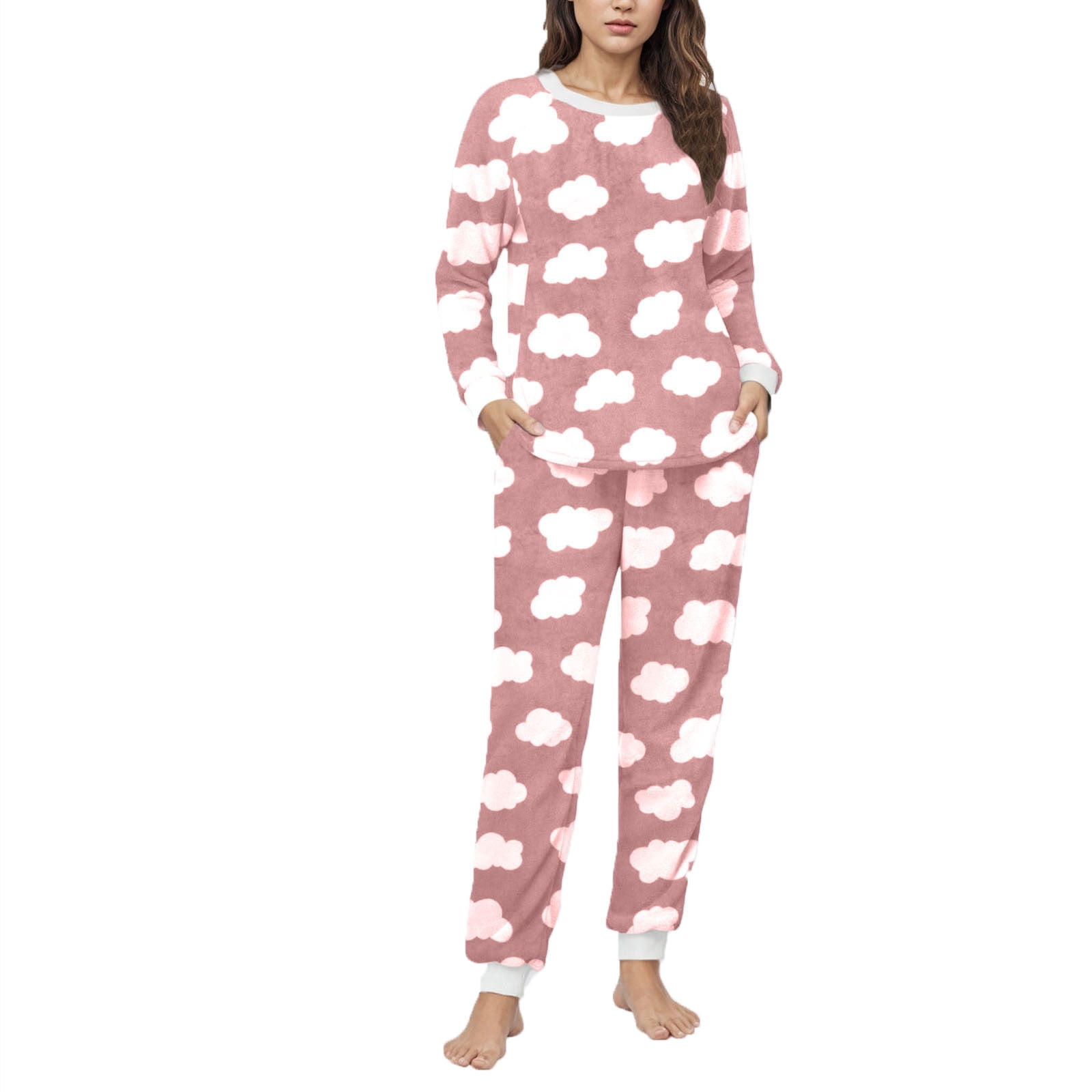Byworldtasic Pajamas for Women Winter 2 Piece Flannel Lounge Sets with ...