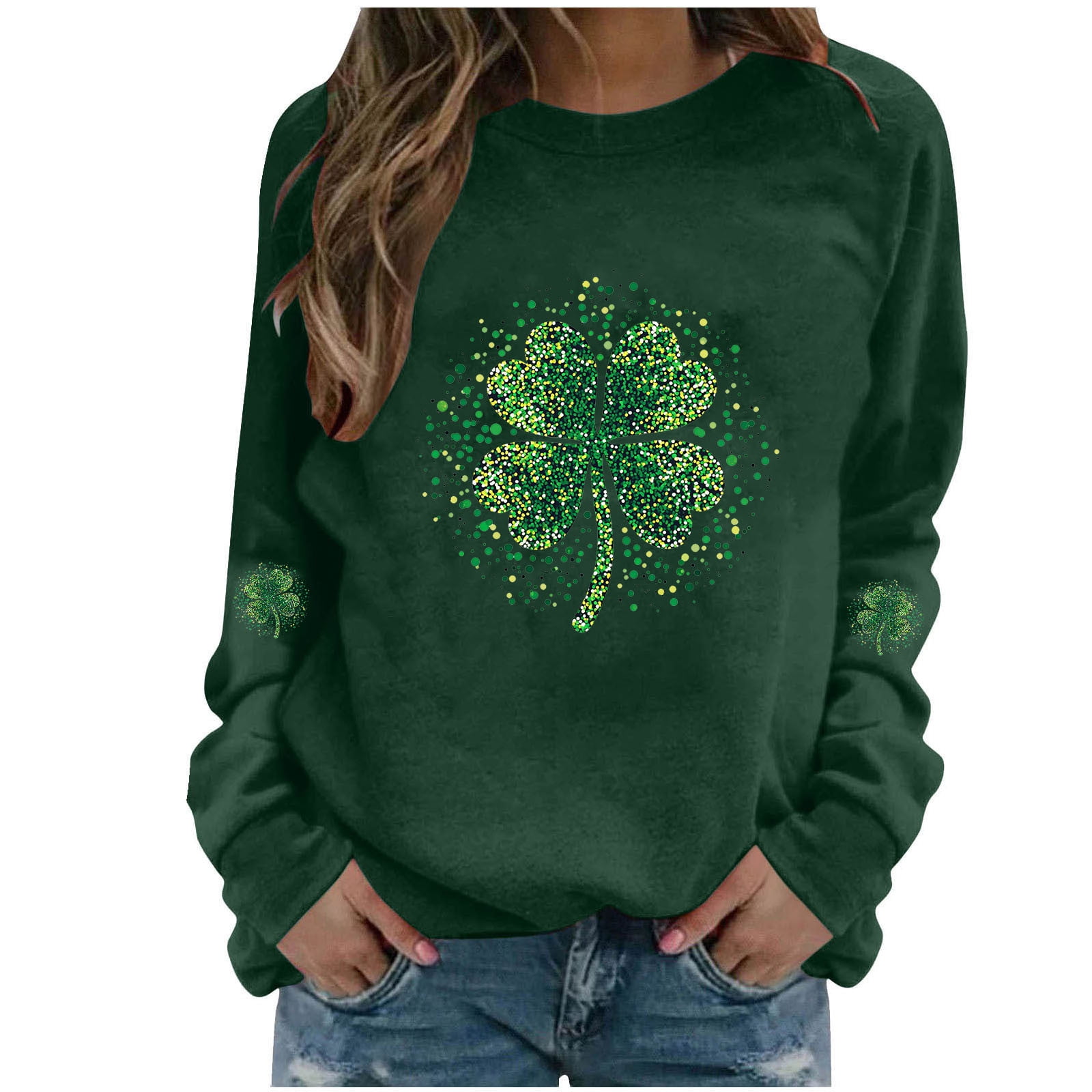 Byworldtasic St. Patrick's Day Hoodless Sweatshirts for Women Shirts ...