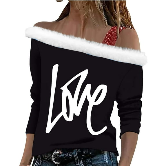 Byworldtasic Woman’s Sweatershirt Causal Blouse Off The Shoulder ...