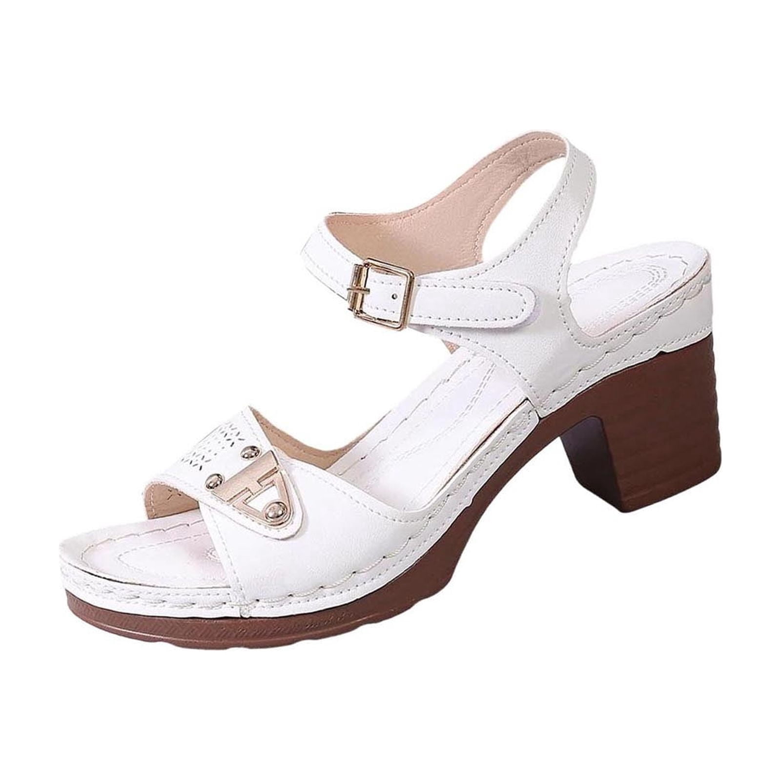 Byworldtasic Women's Block Heel Sandals Adjustable Buckle Open Toe ...