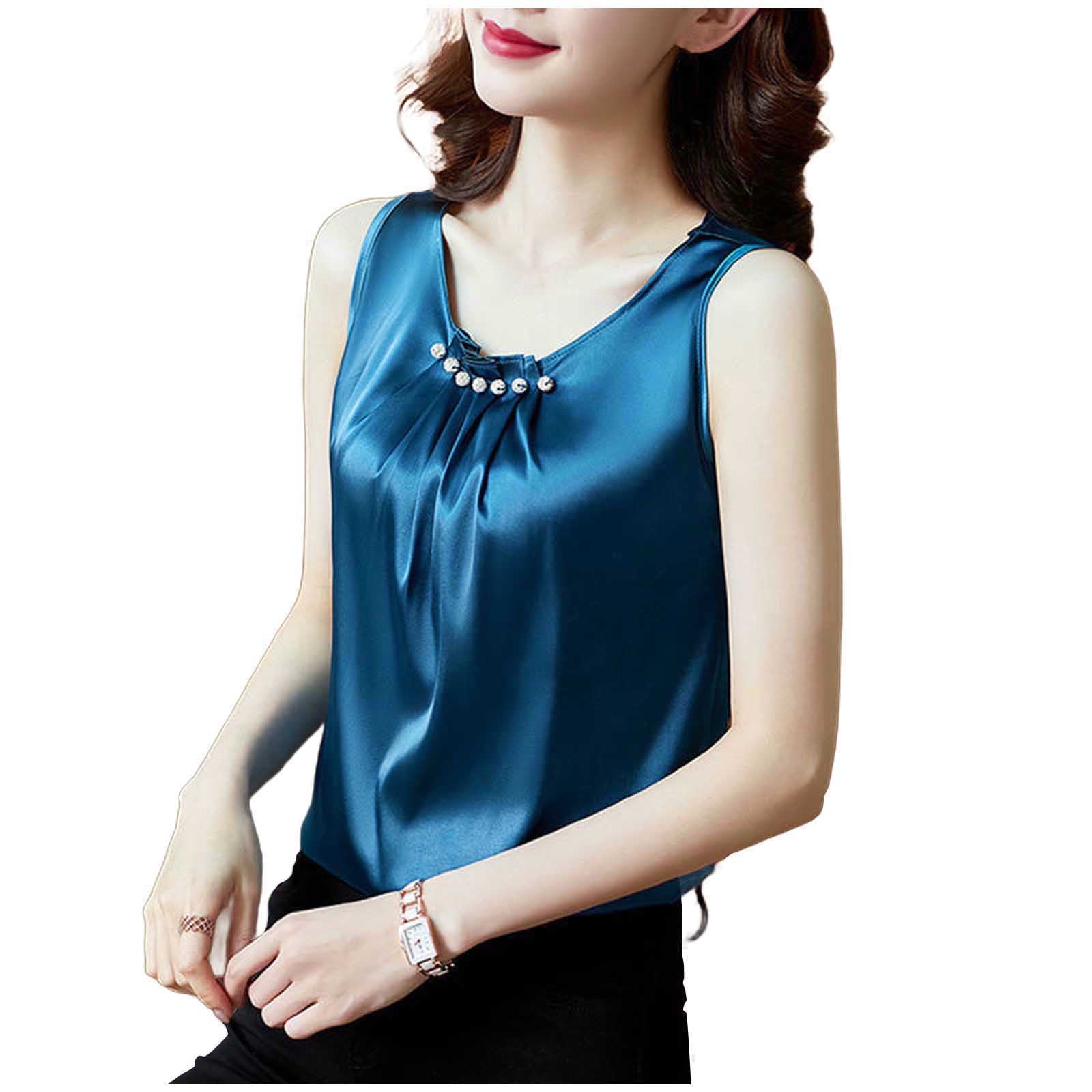 Byworldtasic Women's Camisole Loose Clothes Round Neck Basic Sleeveless ...