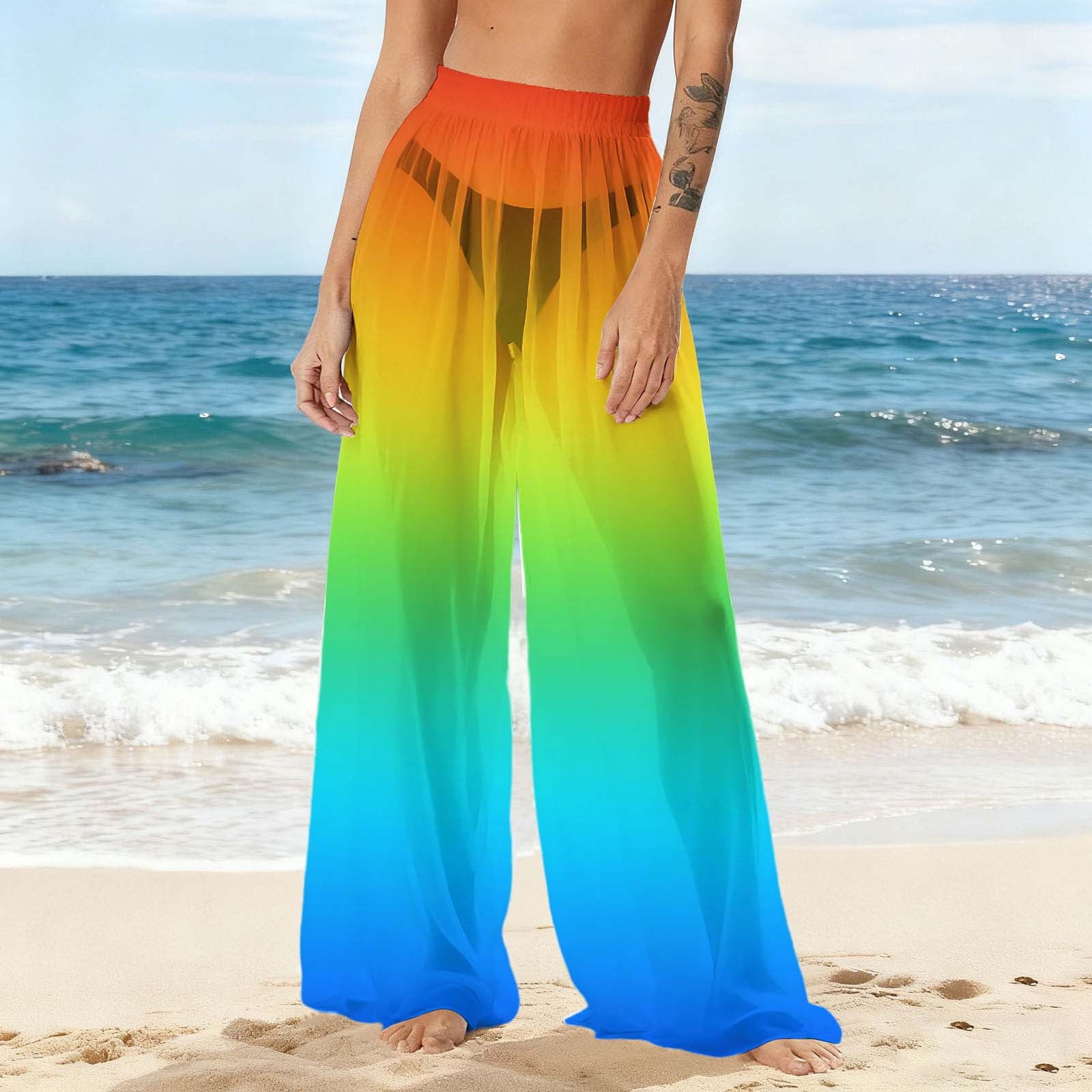 Byworldtasic Women's Chiffon Lightweight Sun Protection Beach Pants ...