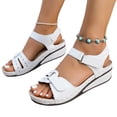 Byworldtasic Women's Comfort Wedge Sandals Open Toe Hook and Loop ...