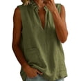 Byworldtasic Women's Cotton Sleeveless Blouse V Neck Casual Tank Top ...