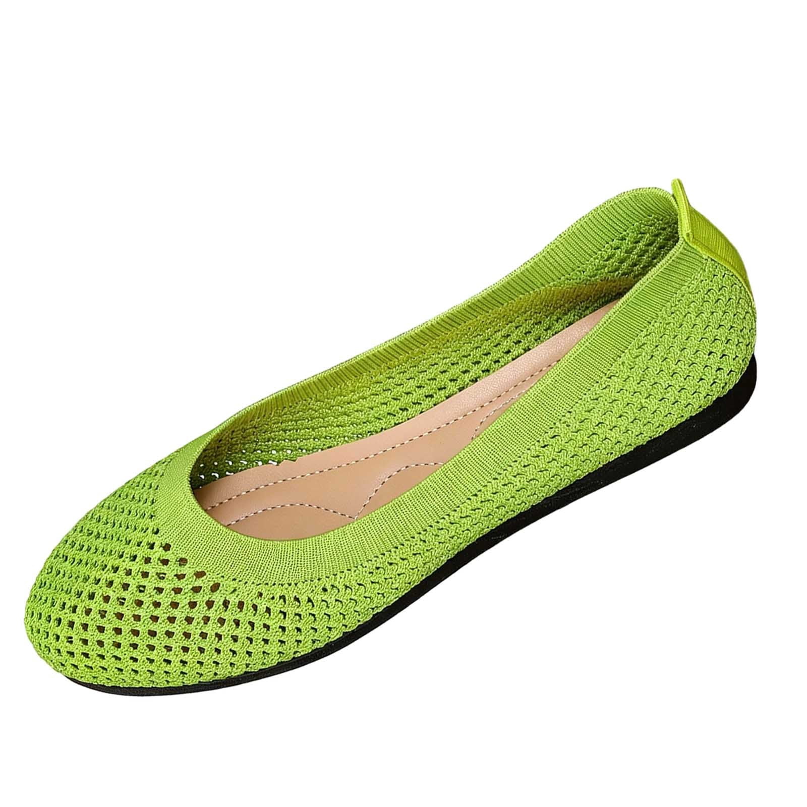 Byworldtasic Women's Knitted Ballet Flats Spacious Round Toe Slip-On ...
