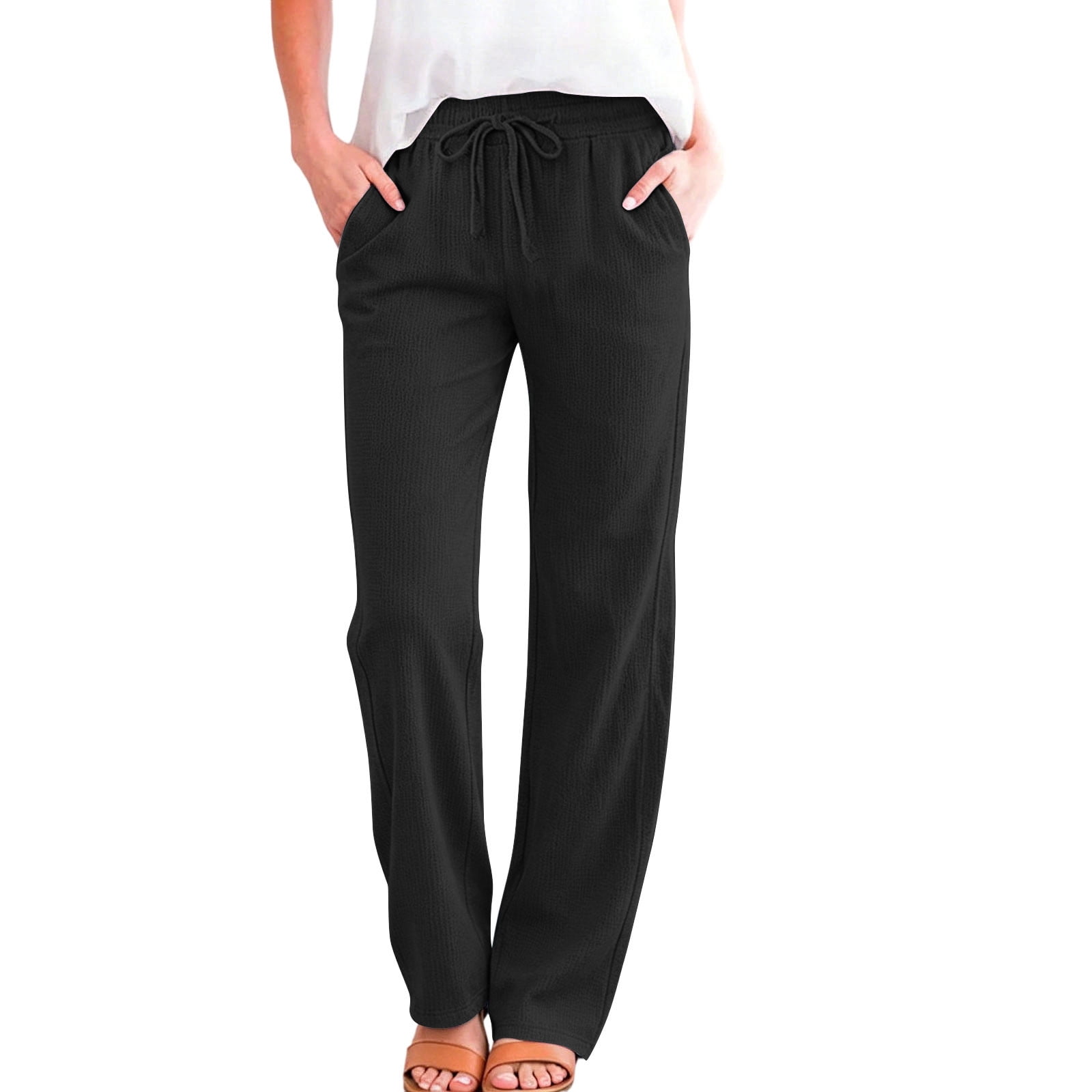 Byworldtasic Women's Lounge Pants High Waisted Straight-leg Elastic ...