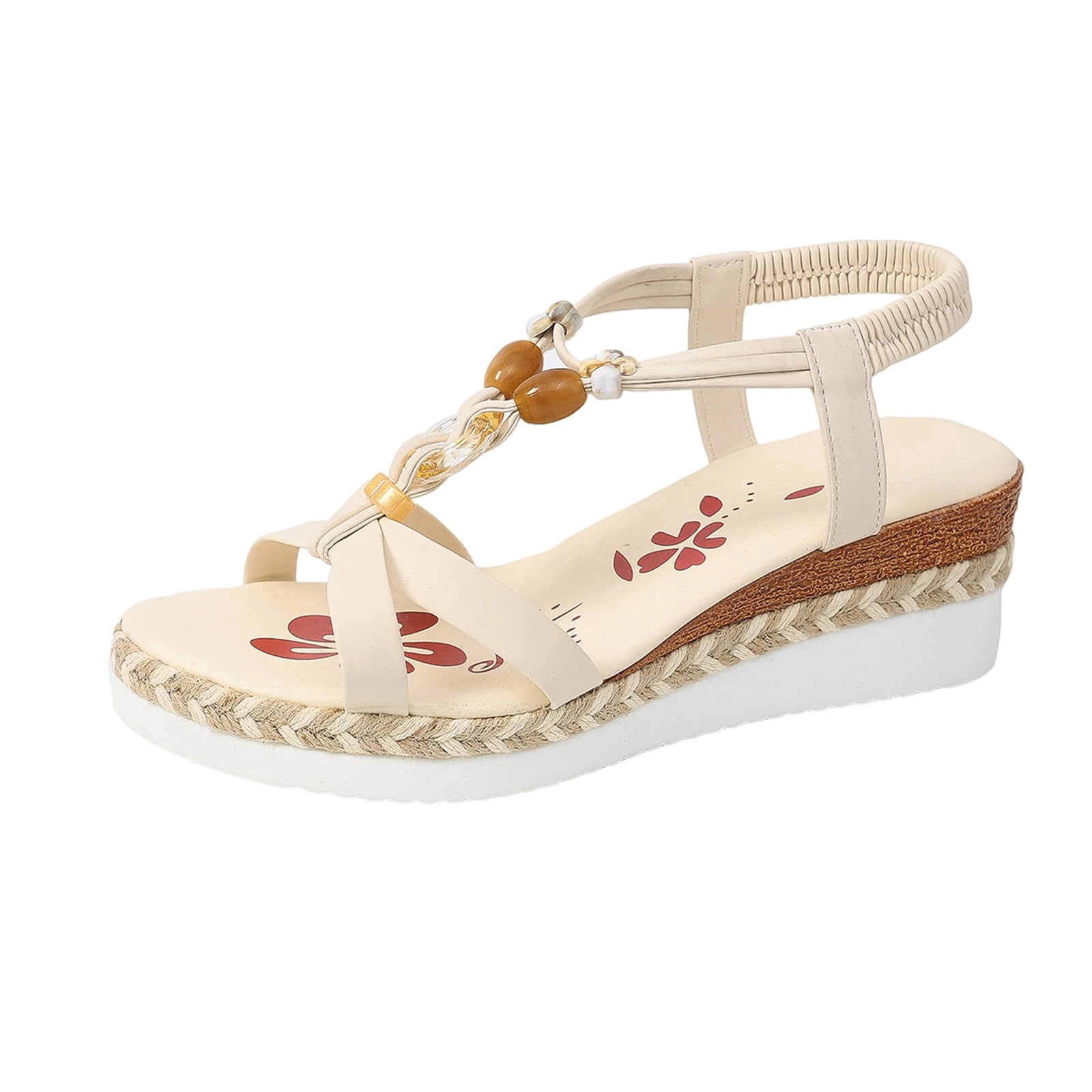 Byworldtasic Women's Shoes Bohemian Wedge Sandals Braided Elastic Ankle ...