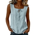 Byworldtasic Women's Square Neck Cotton Sleeveless Blouse Tie Knot ...