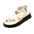 Byworldtasic Women's Toe-Loop Platform Sandals Adjustable Ankle Strap ...