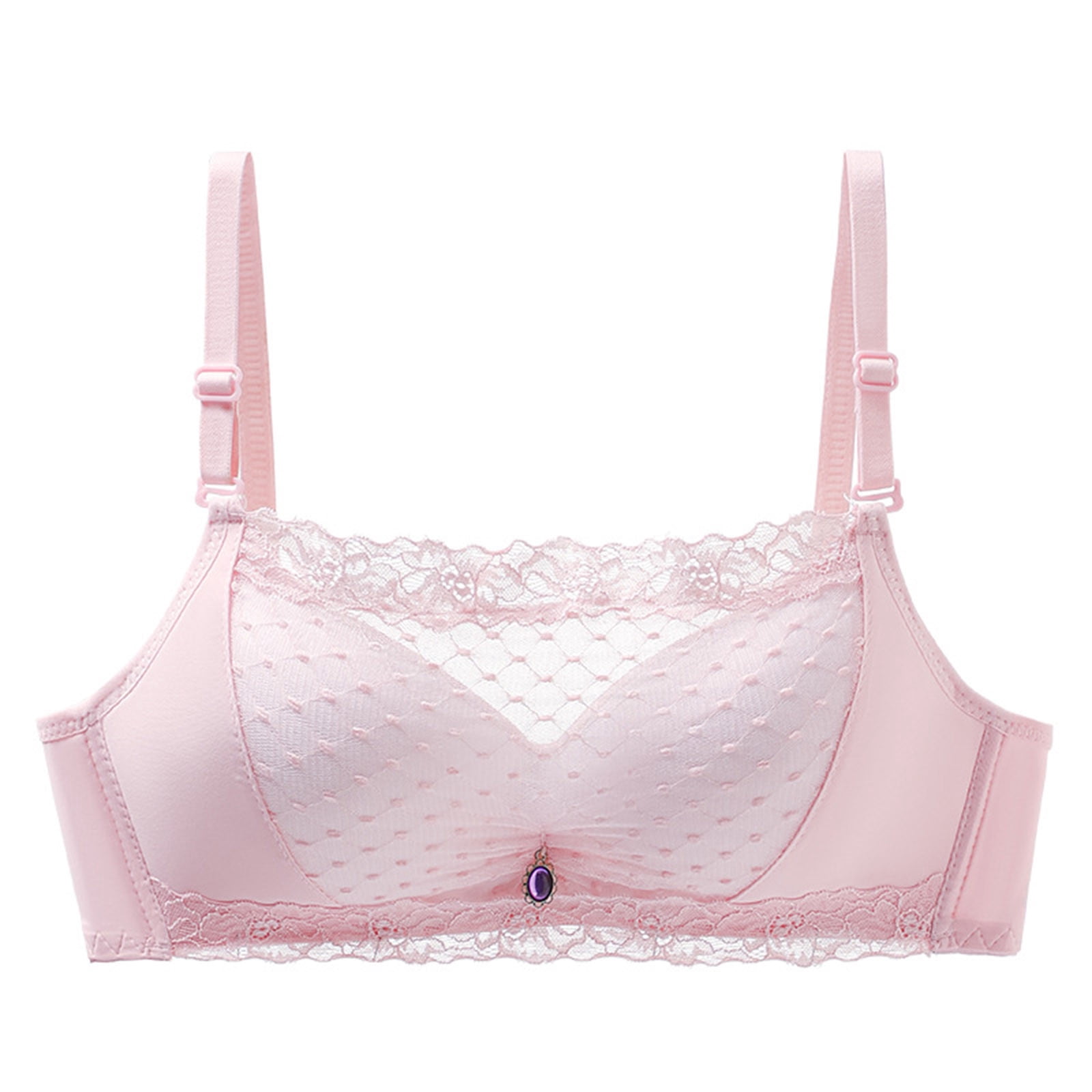 Byworldtasic Womens Bras Women's Frilly Lace Fitted Sheer Bra Soft ...