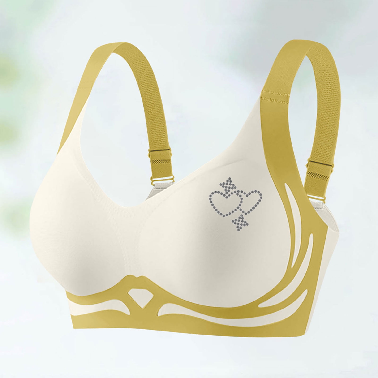 Byworldtasic Womens Heart Print Bras Womens Full Coverage Soft Wirefree ...