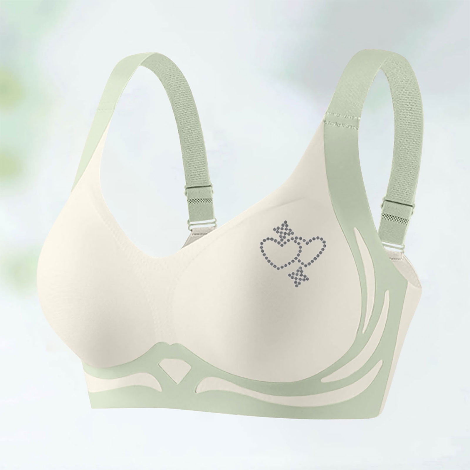 Byworldtasic Womens Heart Print Bras Womens Full Coverage Soft Wirefree ...