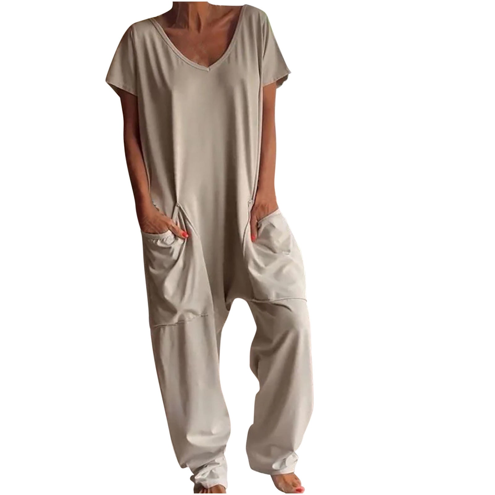 Byworldtasic Womens Jumpsuit Womens Casual Short Sleeve Lightweight ...