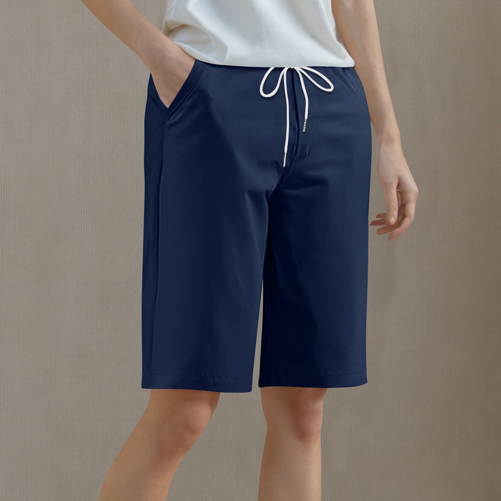 Byworldtasic Womens Shorts Women's Casual Soft Knit Elastic Waist ...