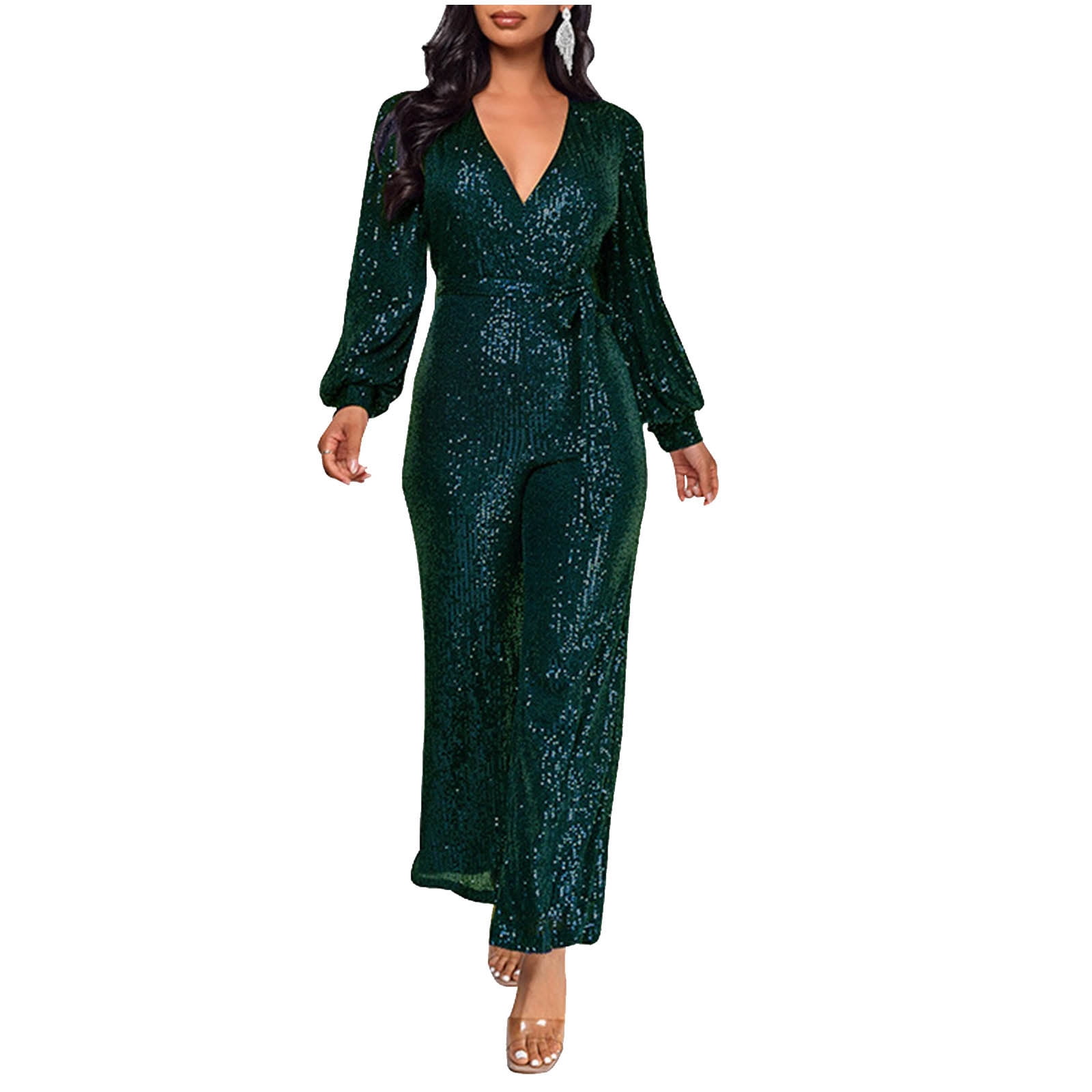 Byworldtasic Womens Sparkly Jumpsuit Womens Formal Plus Size Long ...