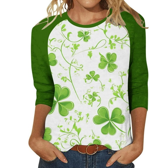 Byworldtasic Womens St. Patrick's Day Round Neck Plus Size Irish Shirt ...