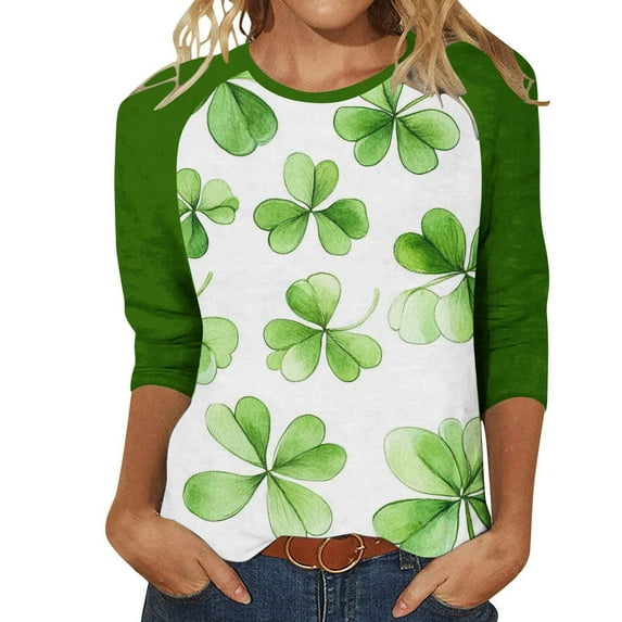 Byworldtasic Womens St. Patrick's Day Round Neck Plus Size Irish Shirt ...