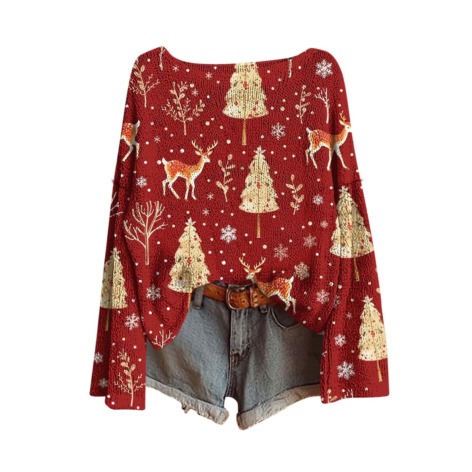 Byworldtasic Womens Top Christmas Shirts for Women 2025 Glitter ...