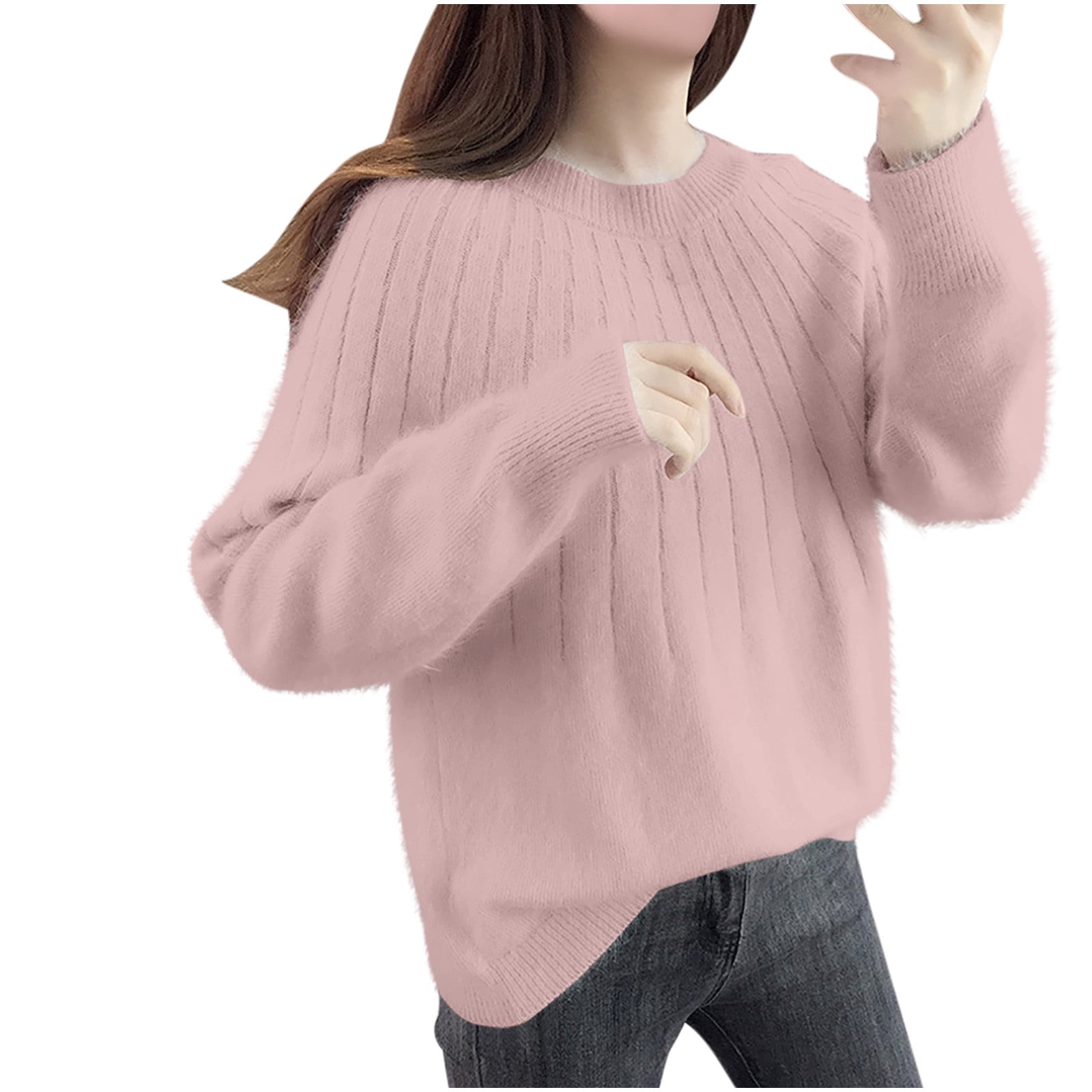 Byworldtasic Womens Warm Sweaters Women's Winter Solid Pullover Screw ...