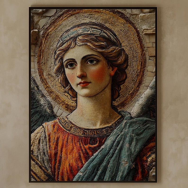 Byzantine Angel Mosaic Wall Art Christian Religious Printable Historic ...