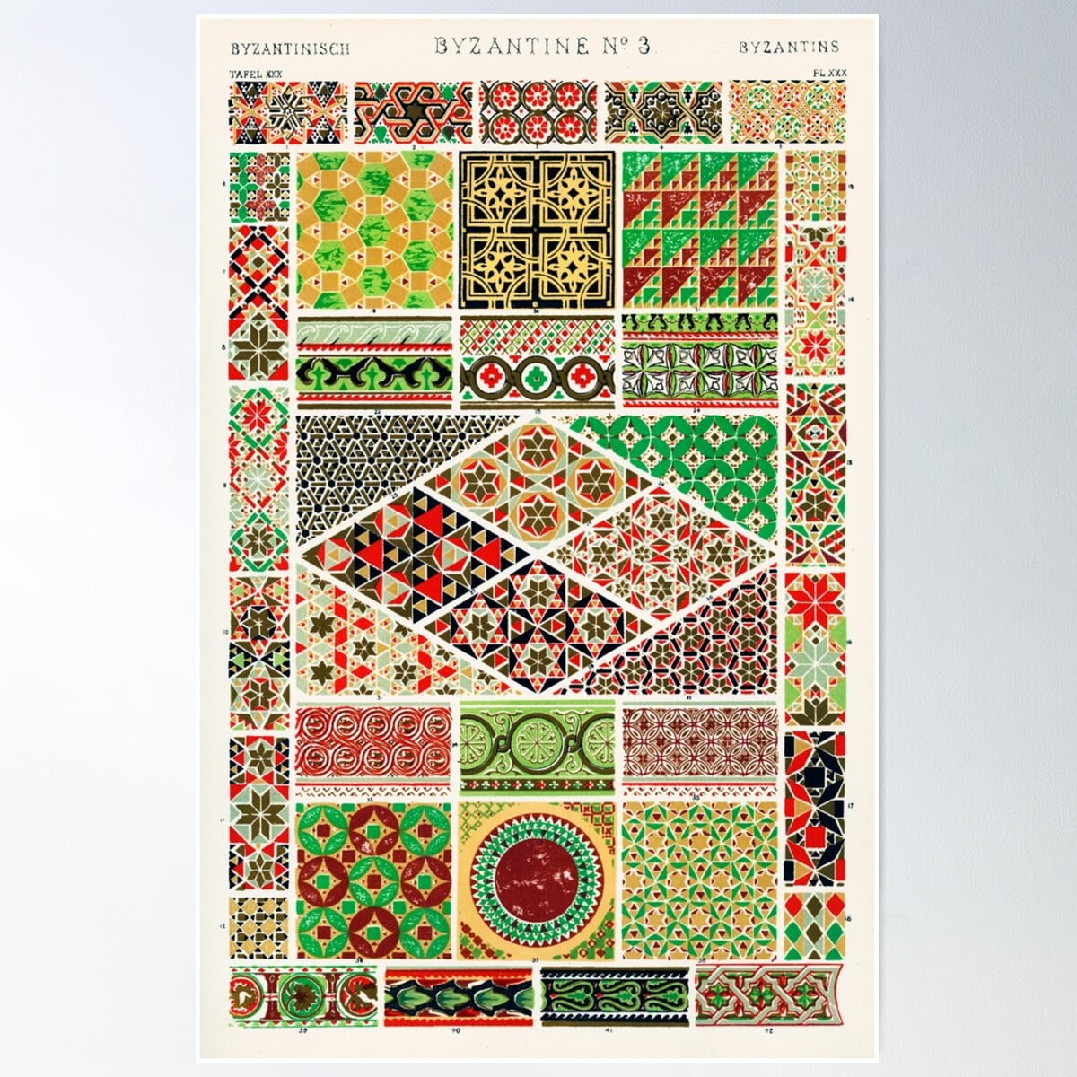 Byzantine Art Patterns Print Poster Wall Art, Modern Wall Decor For ...