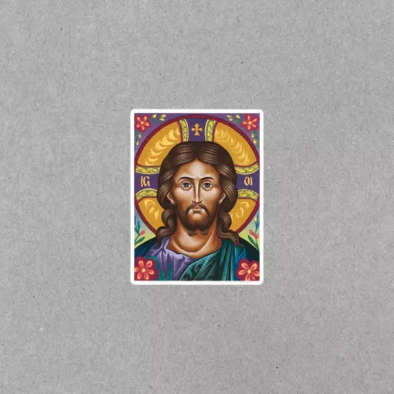 Byzantine Icon Of Jesus Christ - Colorful Religious Sticker Decalphone ...