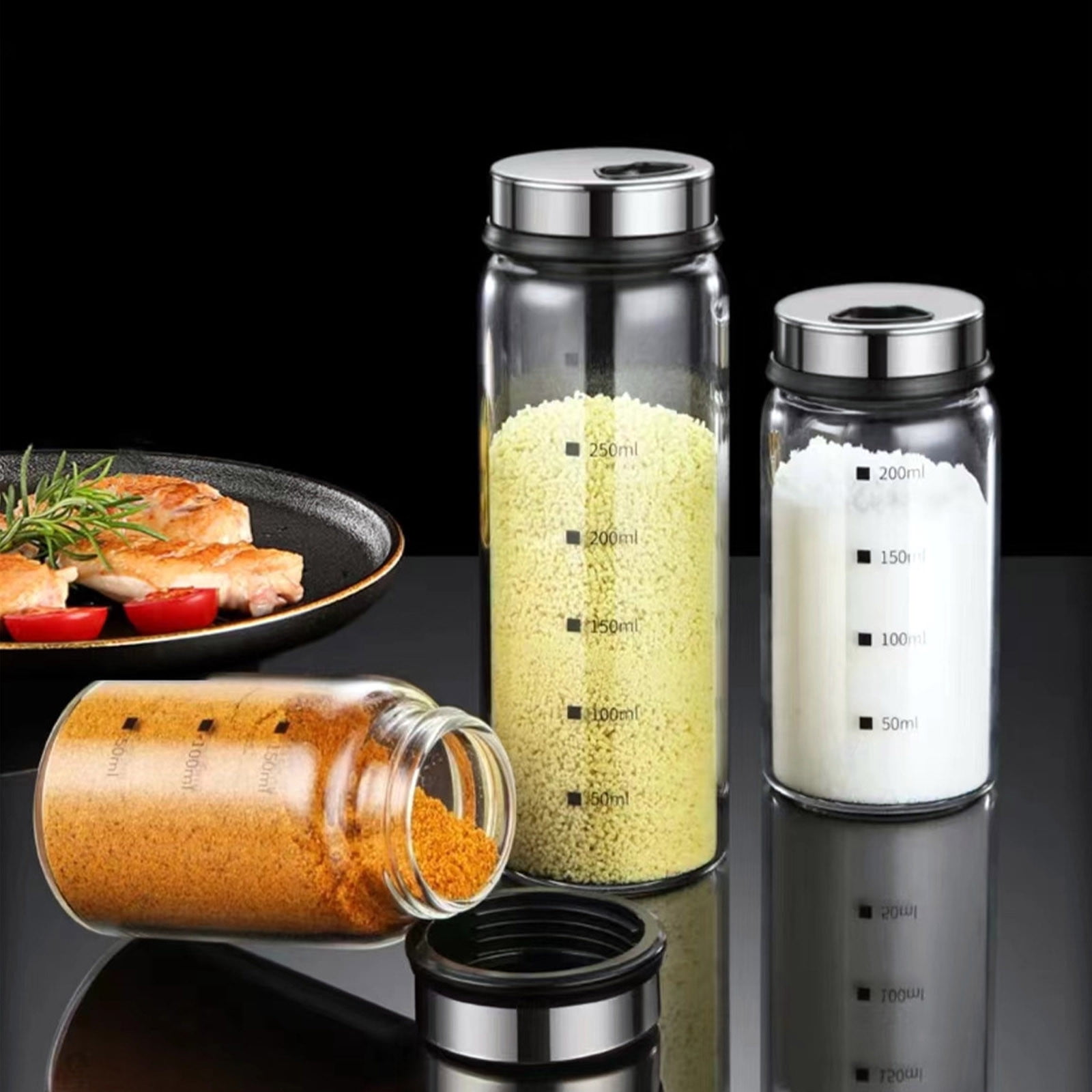 Bzdzmqm 1Pcs Clear Glass Adjustable Spice Shakers, Pepper Shakers With ...