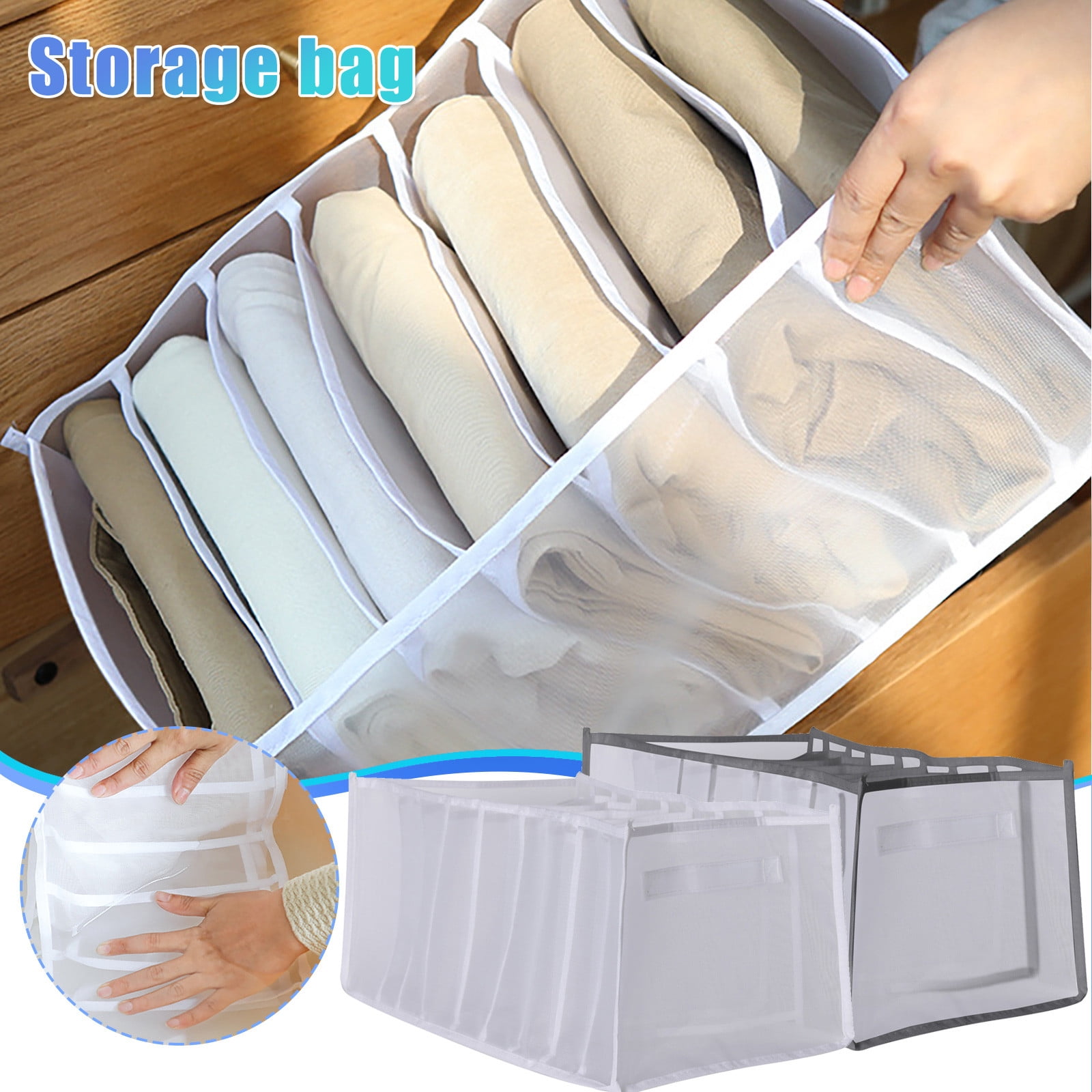 Bzdzmqm 2Pcs Extra 9-Compartment Underwear Storage Box, Foldable Mesh ...