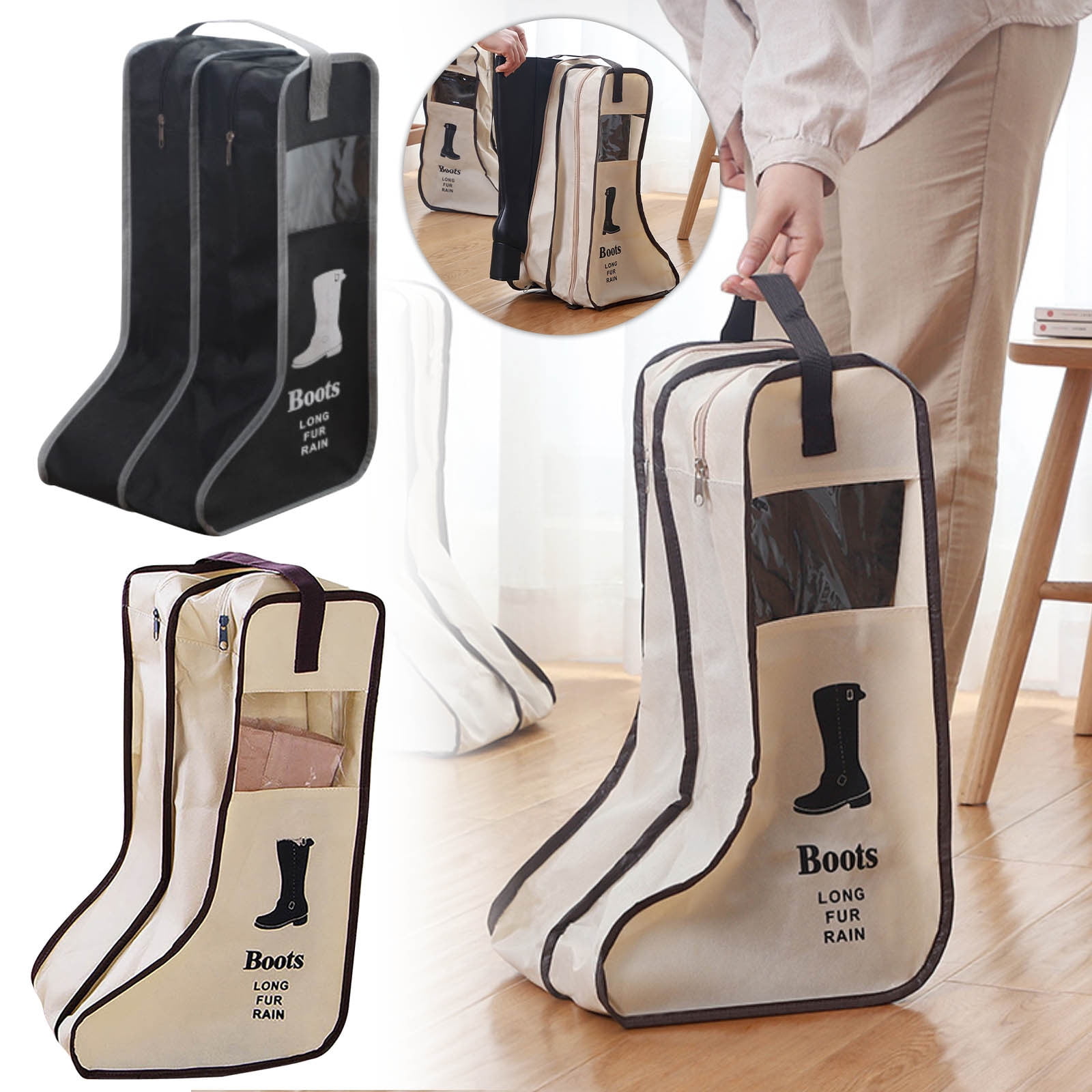 Bzdzmqm 2Pcs Portable Boot Storage Bag for Travel, Tall Transparent ...