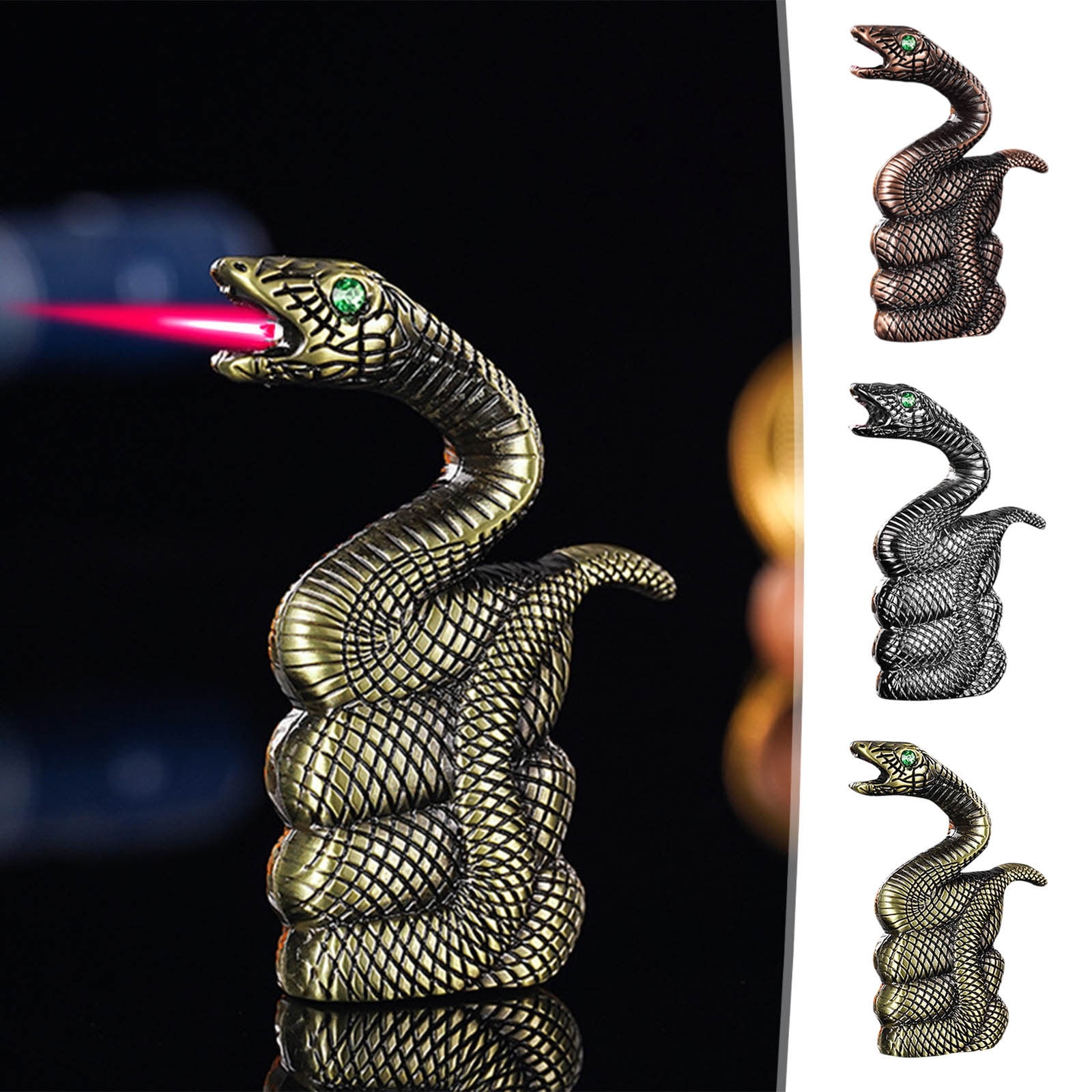 Bzdzmqm 3Pcs Vintage Snake Design Butane Lighter, Refillable Gas ...