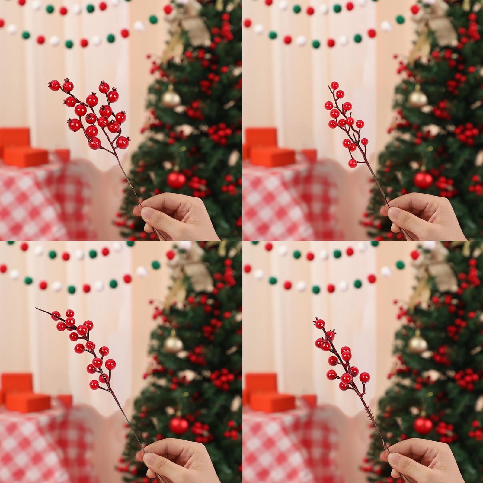 Bzdzmqm under $5 4Pcs Berry Decoration, Christmas Red Berry Stems ...