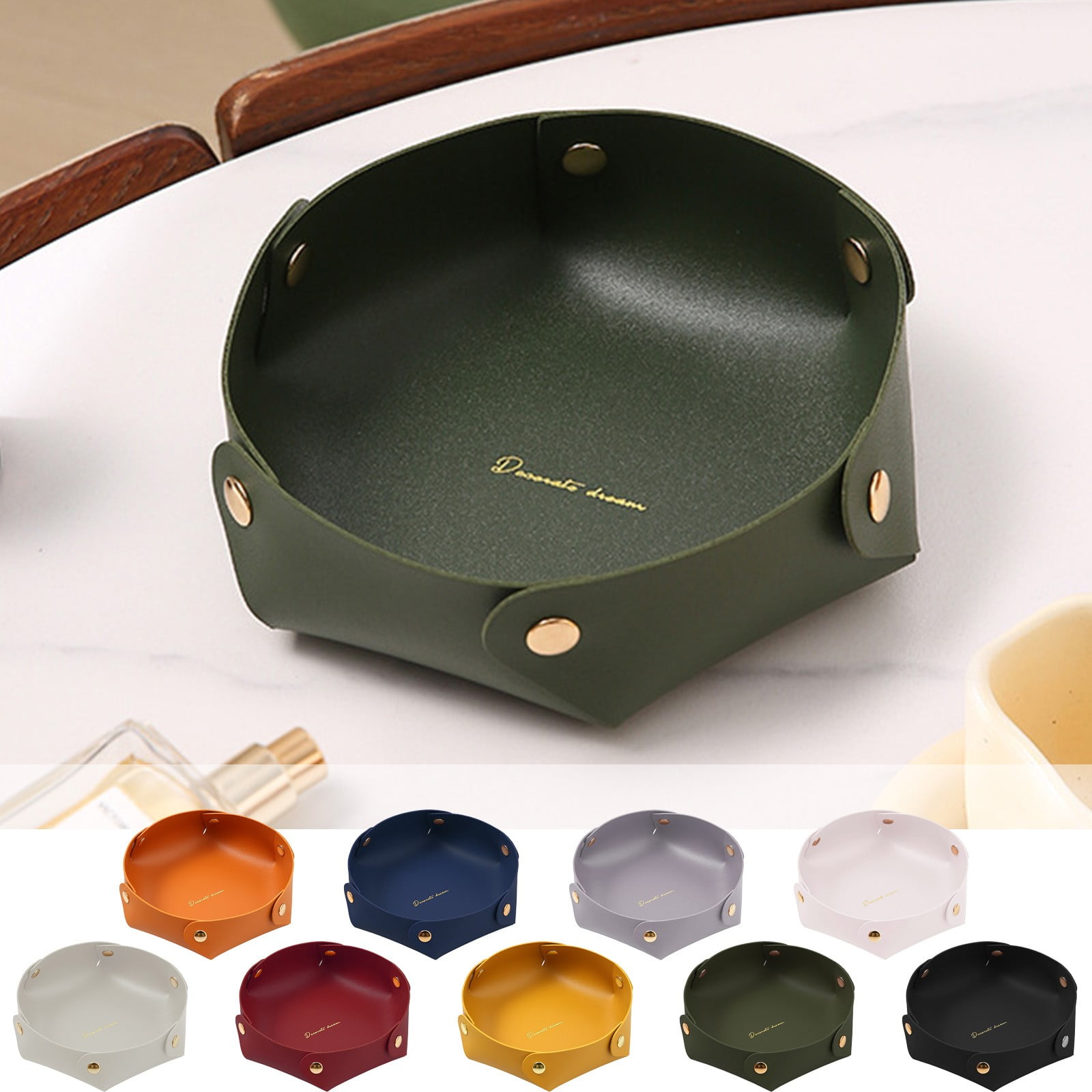 Bzdzmqm under $5 9Pcs Faux Leather Storage Tray, Faux Leather Storage ...