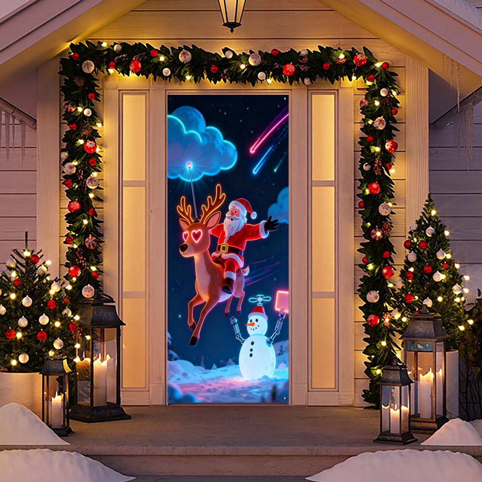 Bzdzmqm under $5 Christmas Door Cover, Christmas Theme Door Curtain ...