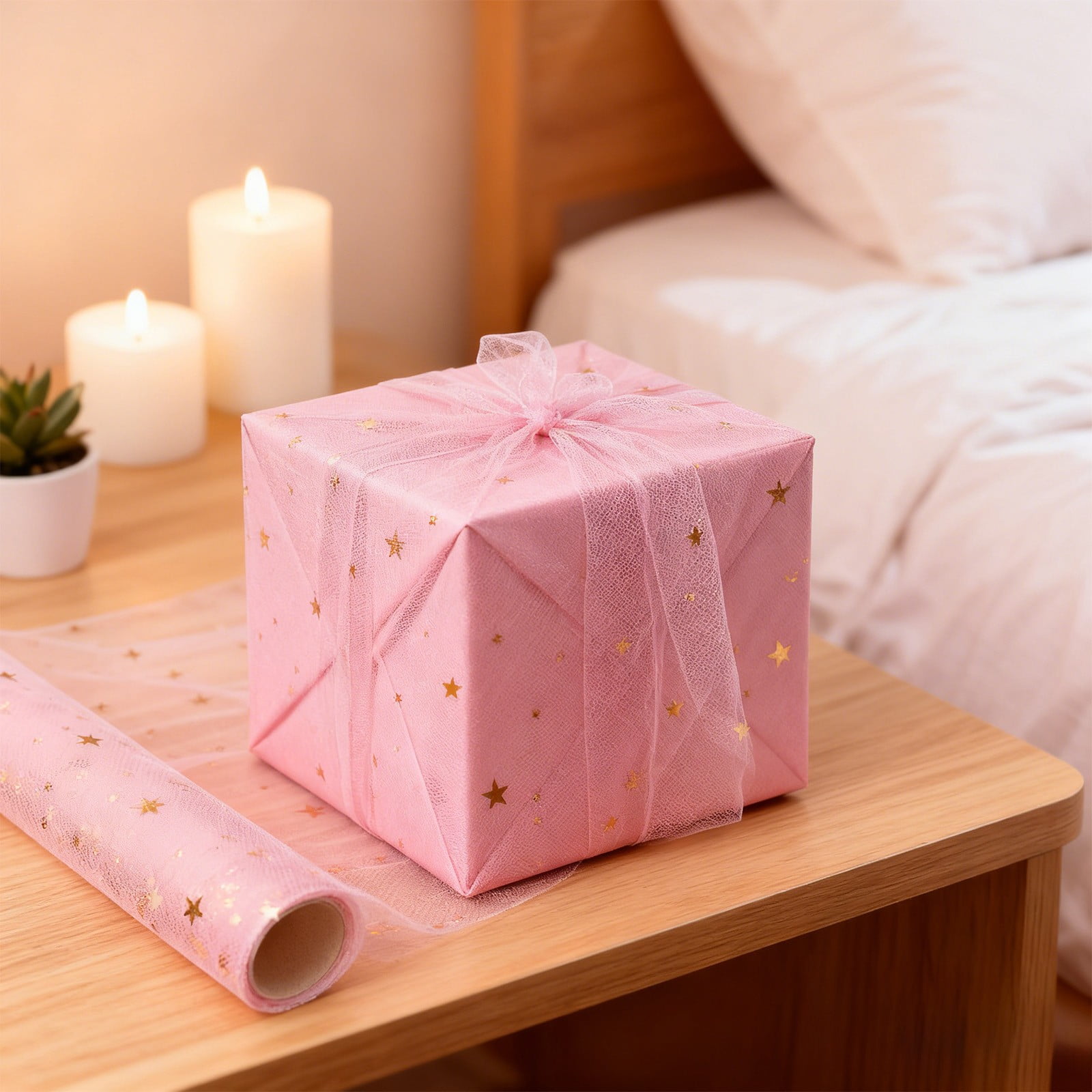 Bzdzmqm under $5 Gift Wrapping Mesh, Star Pattern Mesh Fabric, Holiday ...